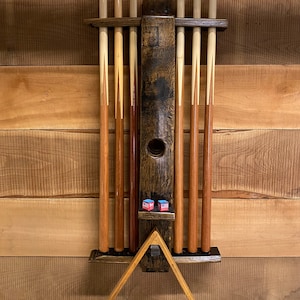 Pool Cue Rack/whiskey Barrel Wood/8 Ball Pool/pool Decor/pool Stick ...