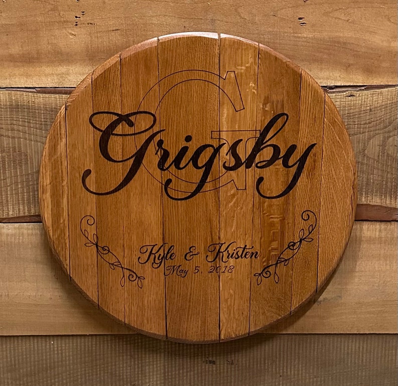 Custom Laser Engraved Whiskey Barrel Head | Personalized Rustic Home ...