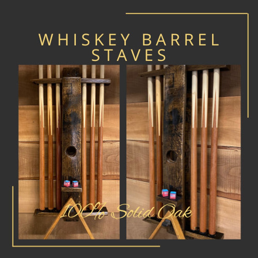 Rustic Whiskey Barrel Pool Cue Rack 8 Ball Pool Stick Holder, Unique ...