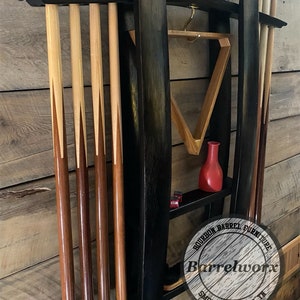 Pool Cue Rack/whiskey Barrel Wood/8 Ball Pool/wall Mounted Pool Cue ...