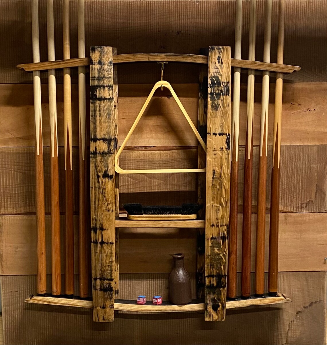 Pool Cue Rack/barrel Furniture/game Furniture/8 Ball - Etsy