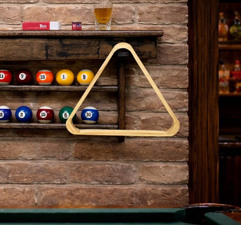 Cue Ball Shelf - Pool Billiards Rack - Authentic Solid Oak Whiskey ...