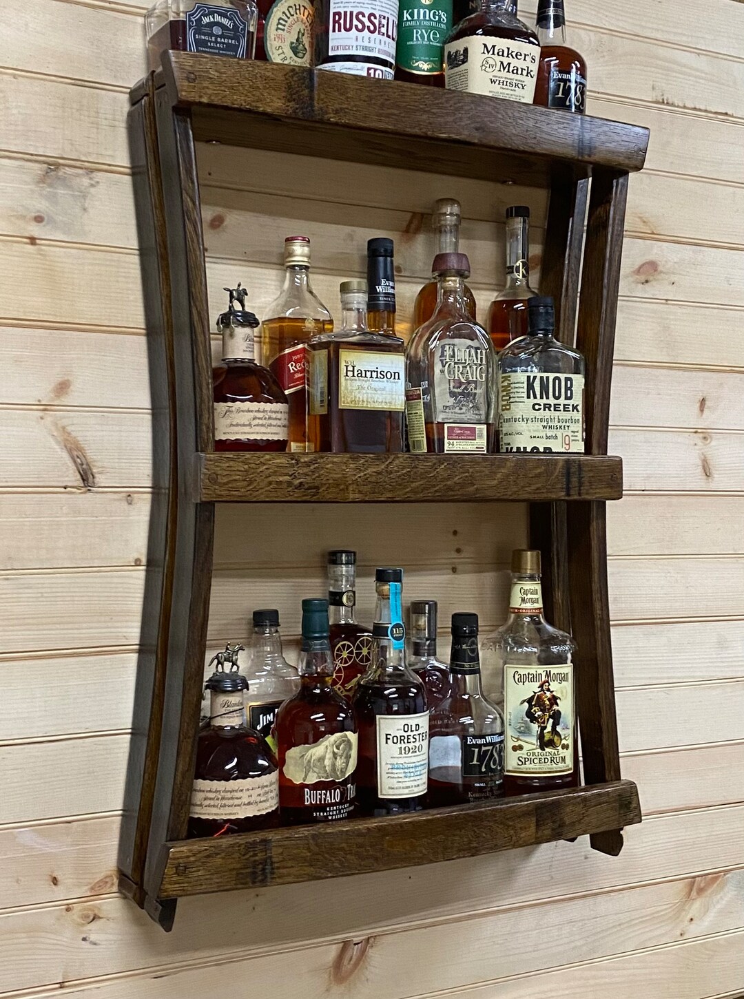 Bourbon Whiskey Barrel/home Bar Shelves/wall Mounted Alcohol Shelf ...