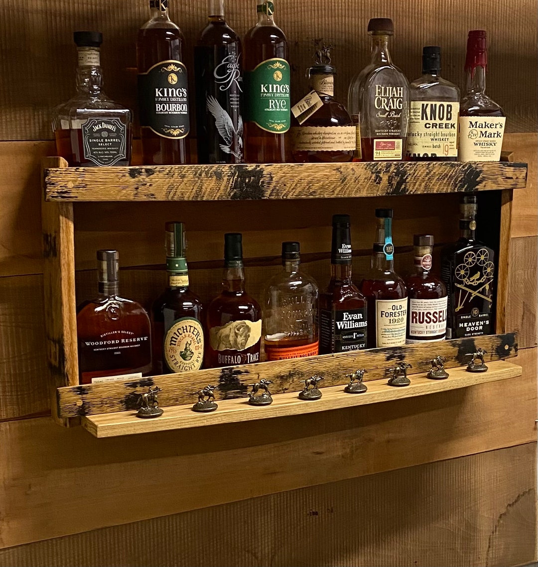 Blantons Cork Display/whiskey Barrel Wood/rustic Wall Shelf/barrel ...