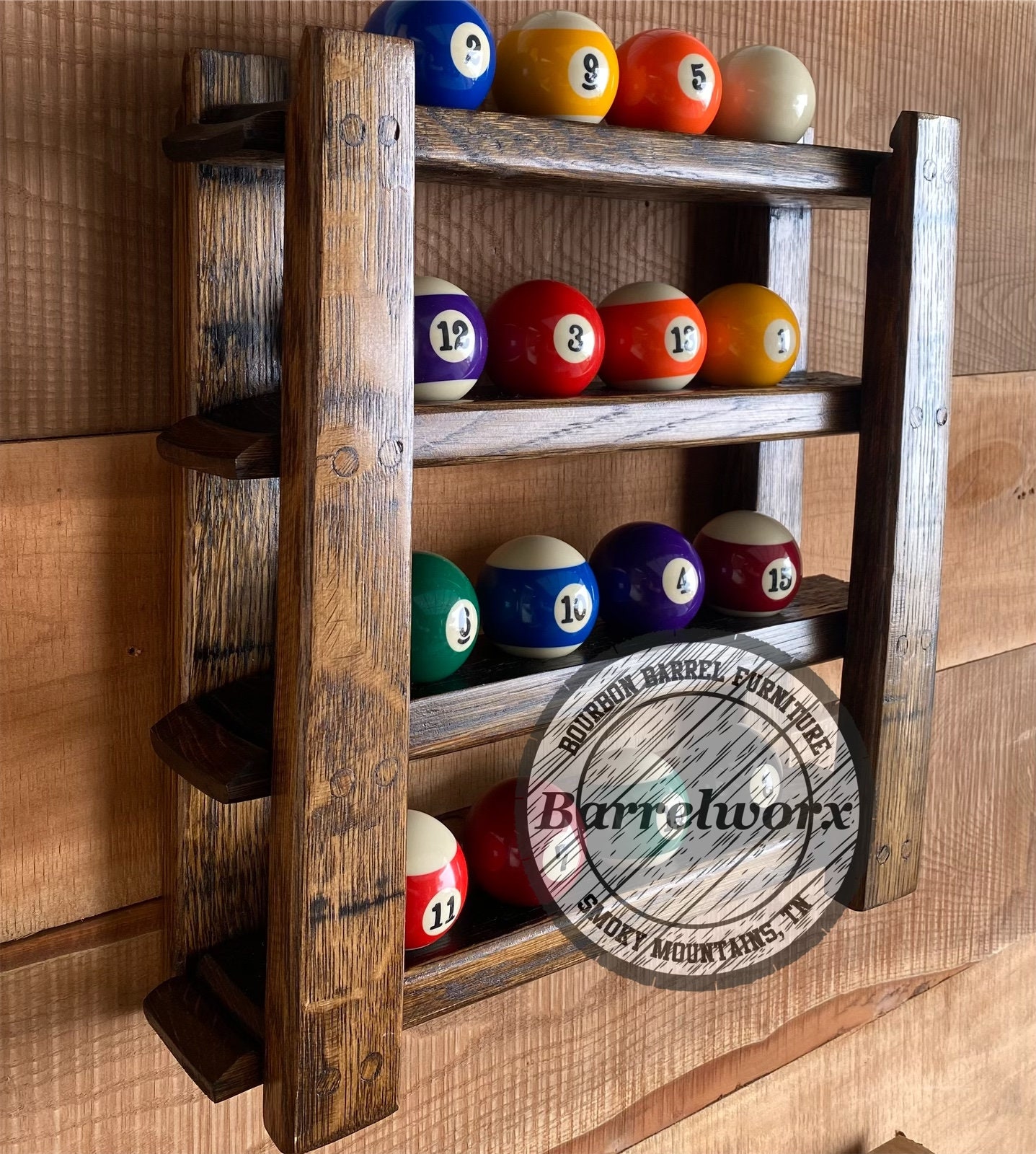 Bourbon Barrel Pool Ball Rack - Rustic Billiard Room Decor - Etsy
