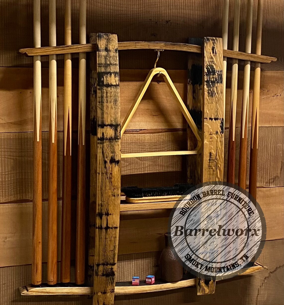 Pool Cue Rack/barrel Furniture/game Furniture/8 Ball - Etsy