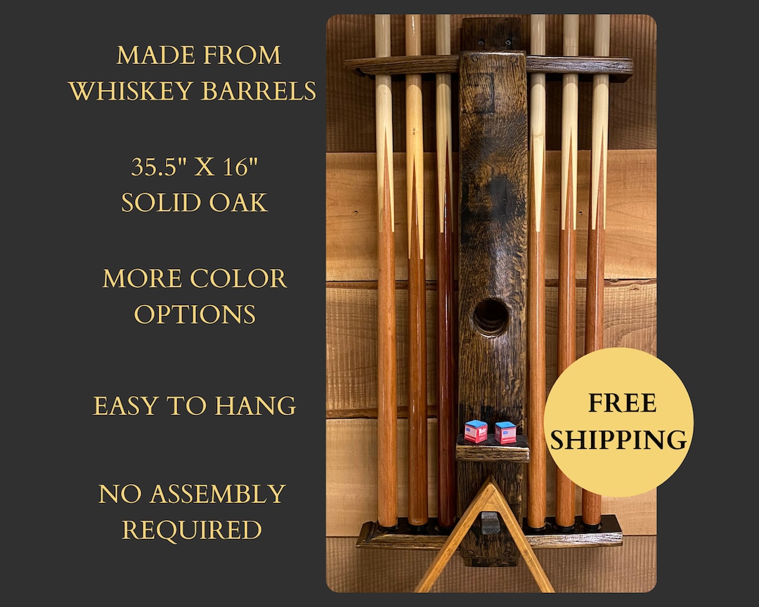Pool Cue Rack/whiskey Barrel Wood/8 Ball Pool/pool Decor/pool Stick ...