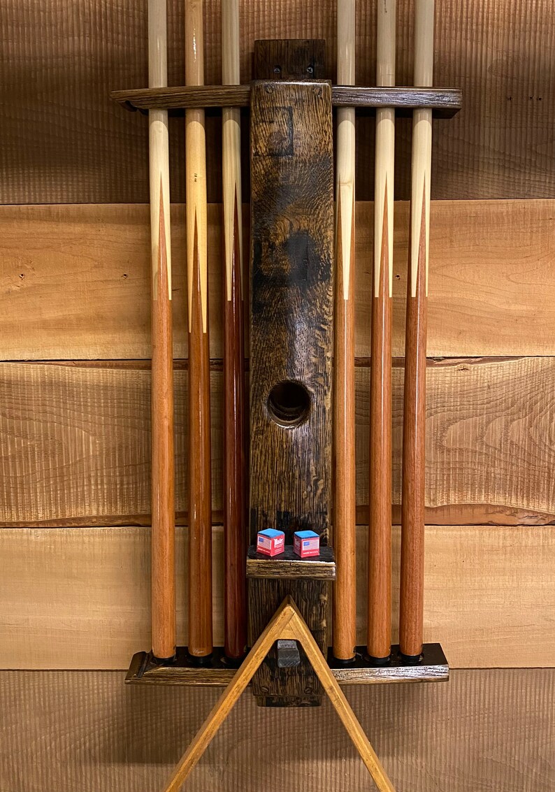 Pool Cue Rack/whiskey Barrel Wood/8 Ball Pool/pool Decor/pool - Etsy