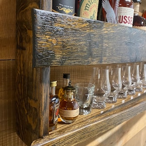 Wall Mounted Whiskey Bar Cabinet With Cocktail Shelf and Shot Glass ...