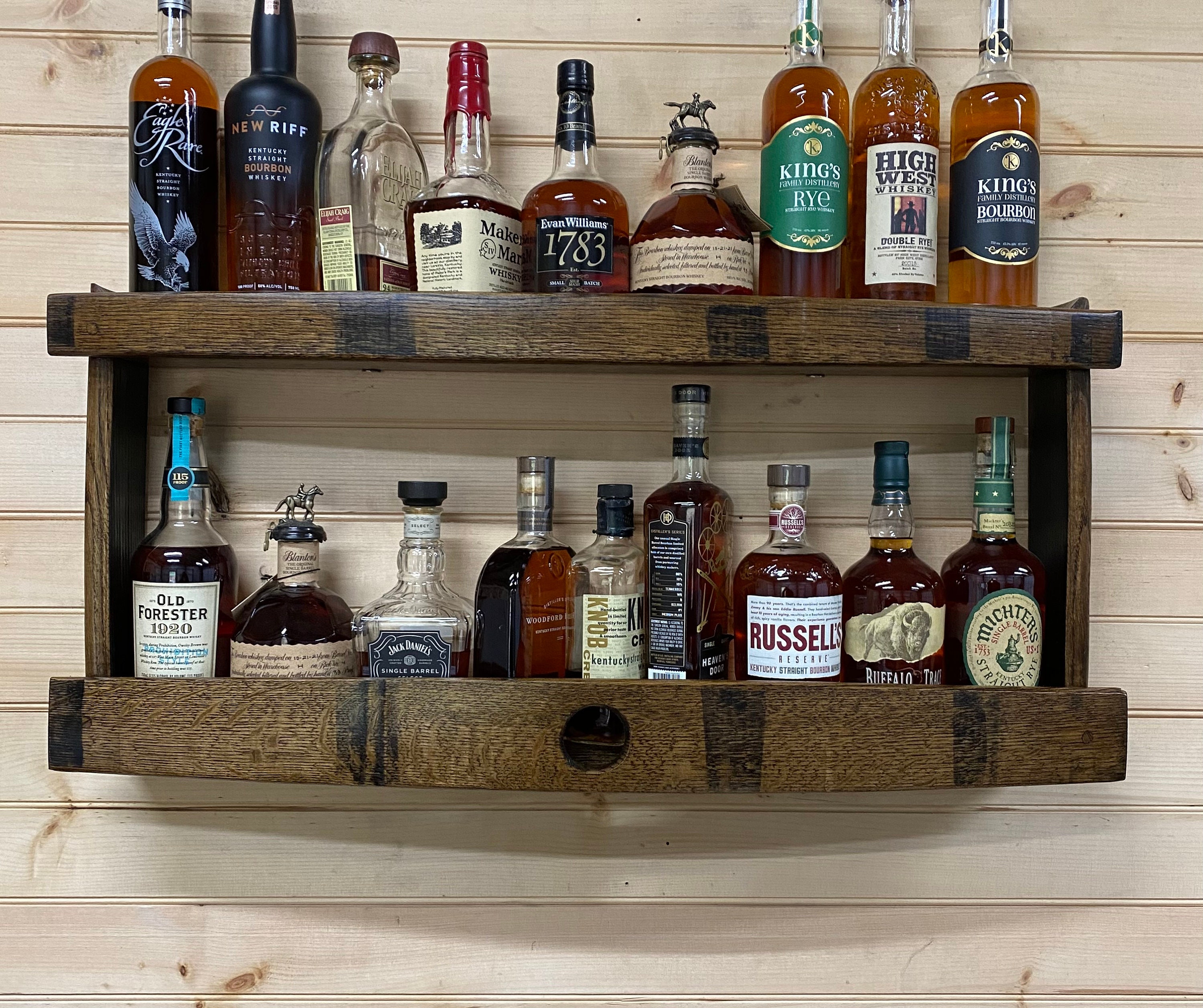 Bar Shelves/bourbon Barrel Wall Mounted Cabinet/unique Bourbon Gifts ...
