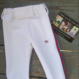 Boys Baseball Pants, White Baseball Pants, Red, Navy Side Trim, Little ...