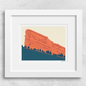 RED ROCKS LEGACY Amphitheater Print 10x8" • Minimalist Art, Bold Colors ...