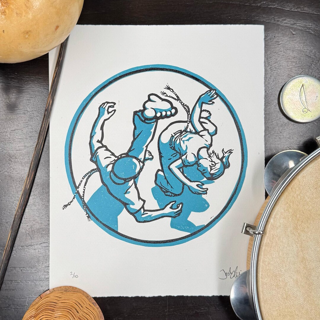 Roda 10x8" Capoeira Print • Hand-made, Limited Edition, Linocut ...