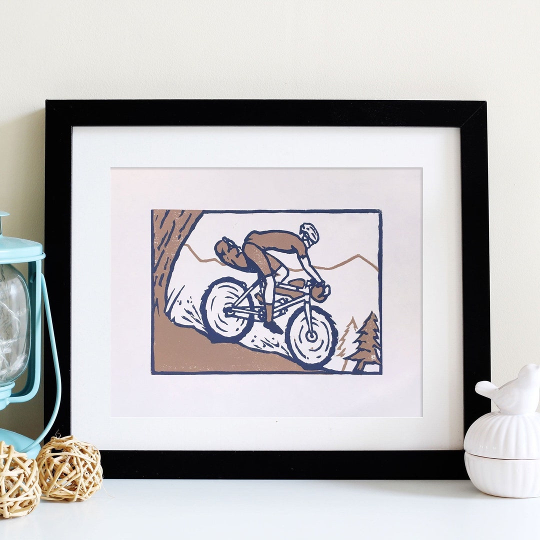 Bikepacking Art Print – Mountain Bike Wall Art, Adventure Cyclist Gift ...
