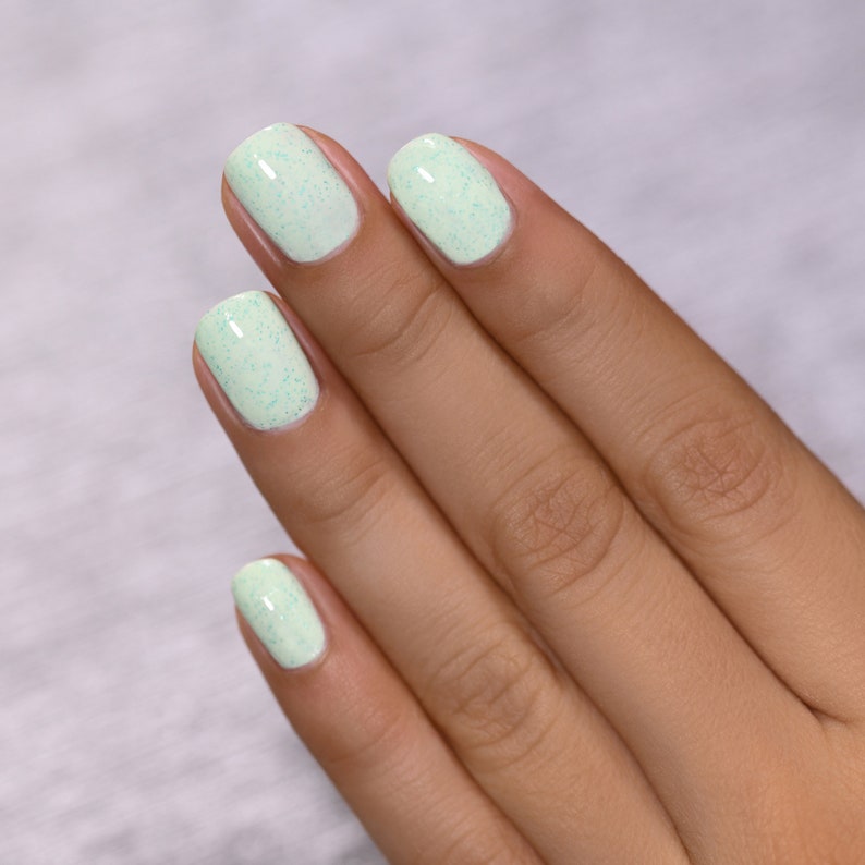 Dew Drop Pastel Mint Speckled Nail Polish - Etsy