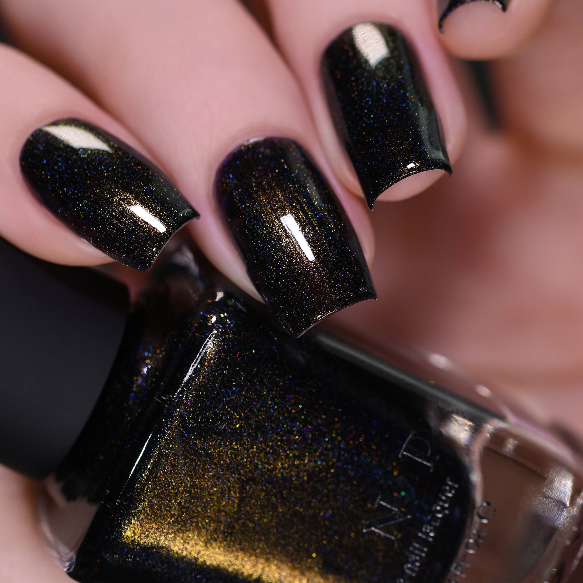 Shadow Grove Green-to-gold Black Holographic Shimmer Nail - Etsy