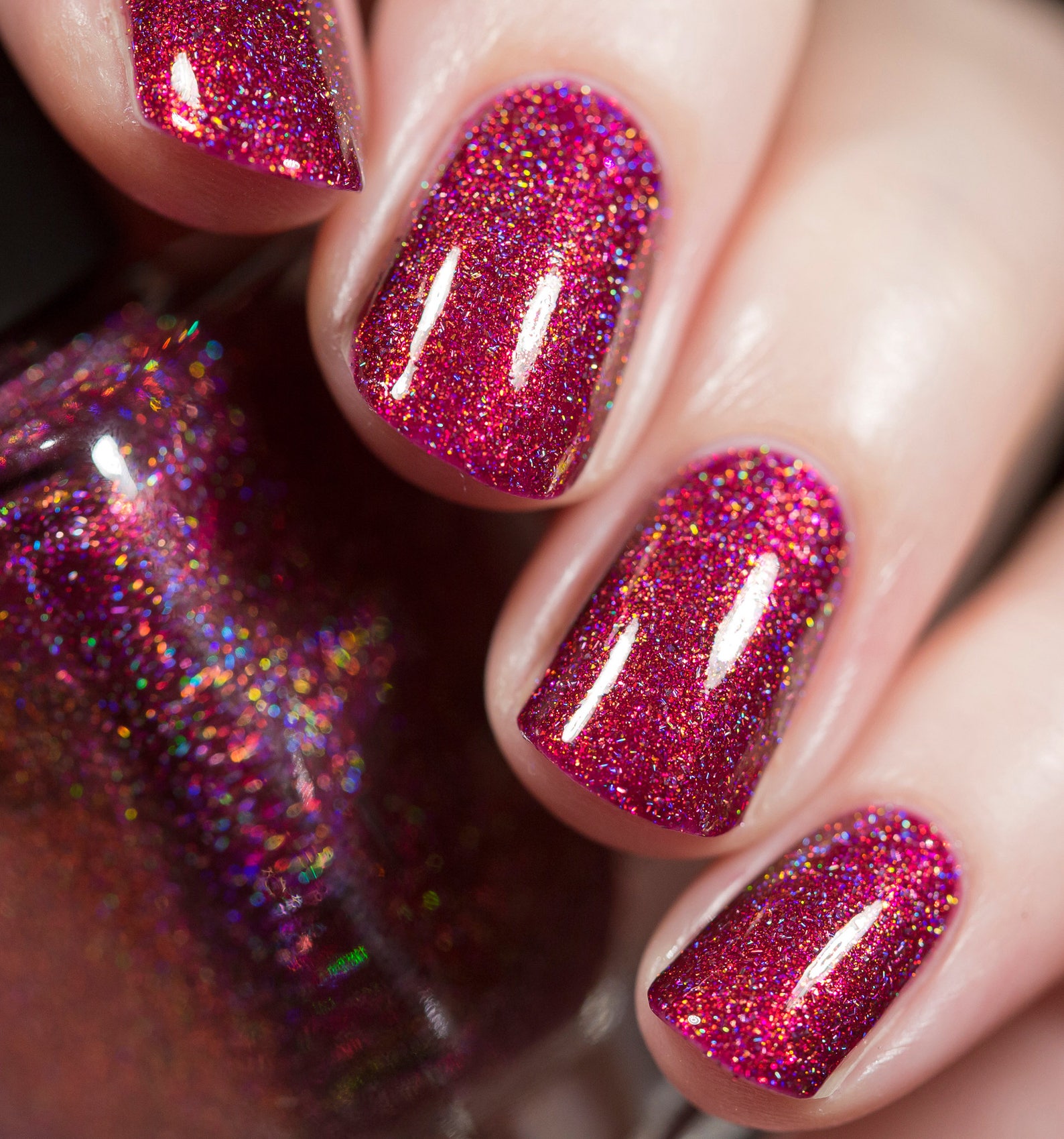 Rogue Glowing Crimson Holographic Nail Polish | Etsy