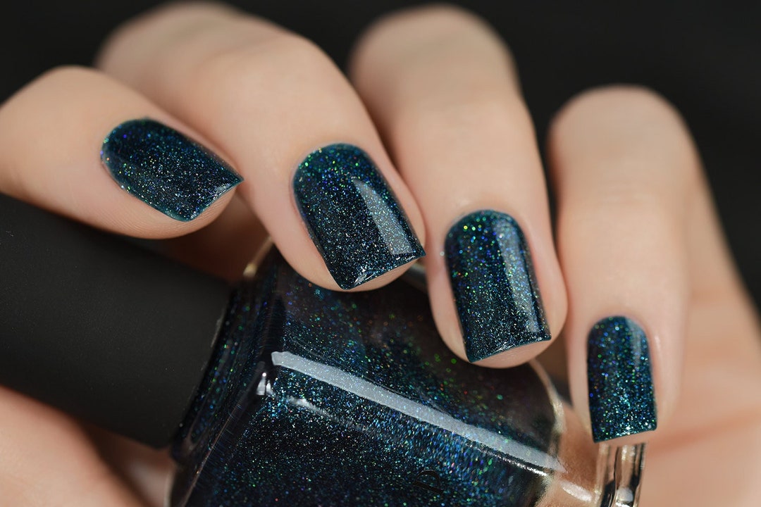 Sweater Weather - Petrol Blue Holographic Nail Polish - Etsy