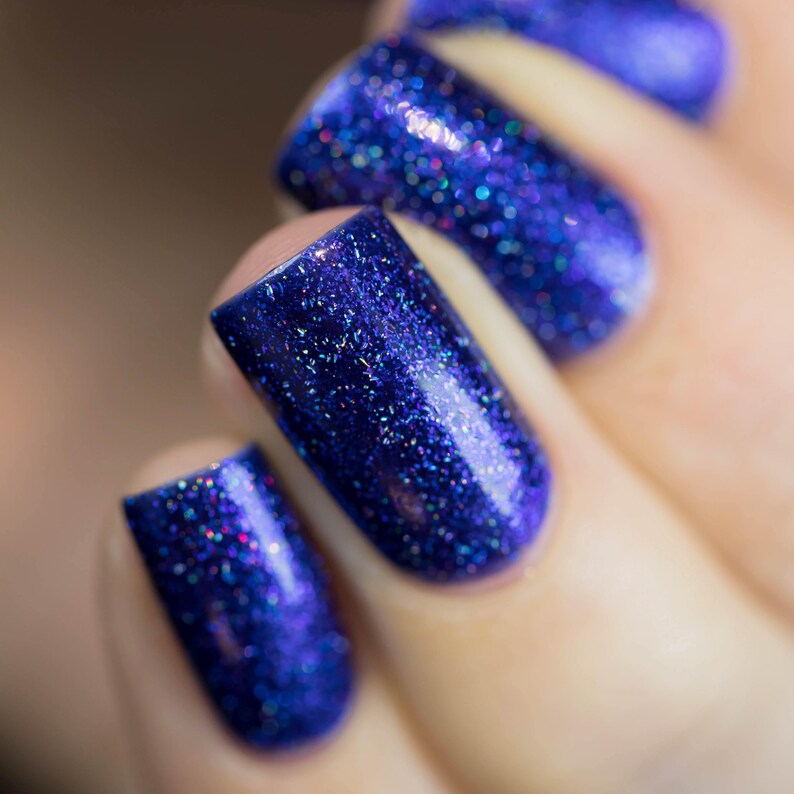 Downpour - Bold Indigo Blue Holographic Nail Polish - Etsy