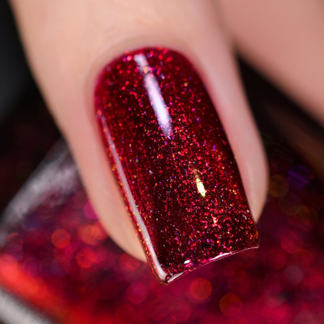 Carrie - Blood Red Holographic Nail Polish - Etsy