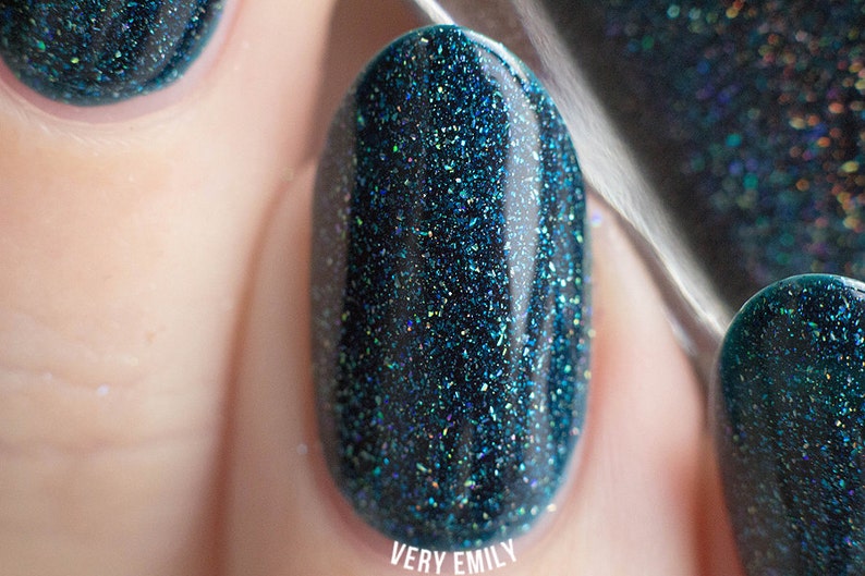 Sweater Weather - Petrol Blue Holographic Nail Polish - Etsy