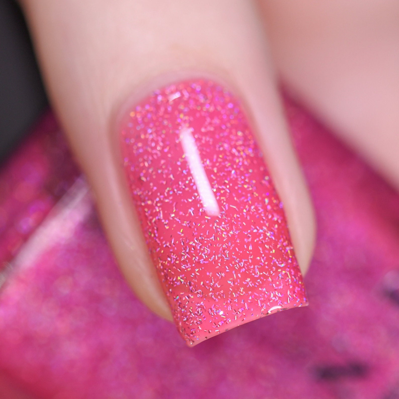Misbehaving Vivid Neon Pink Holographic Sheer Jelly Nail Etsy