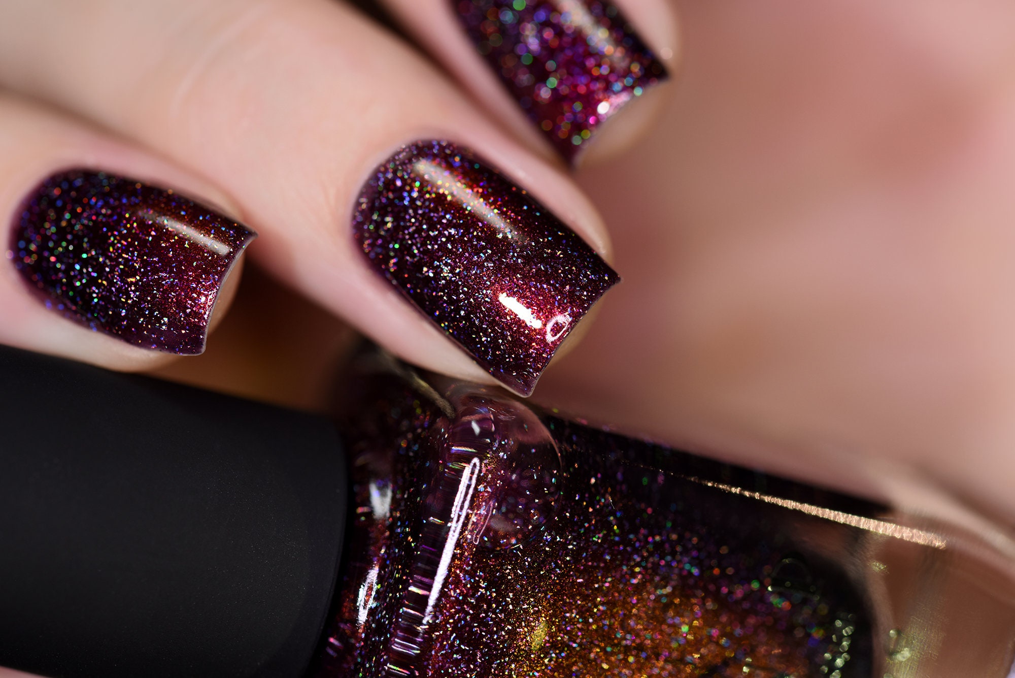Bardot - Deep Mahogany Red Holographic Nail Polish - Etsy