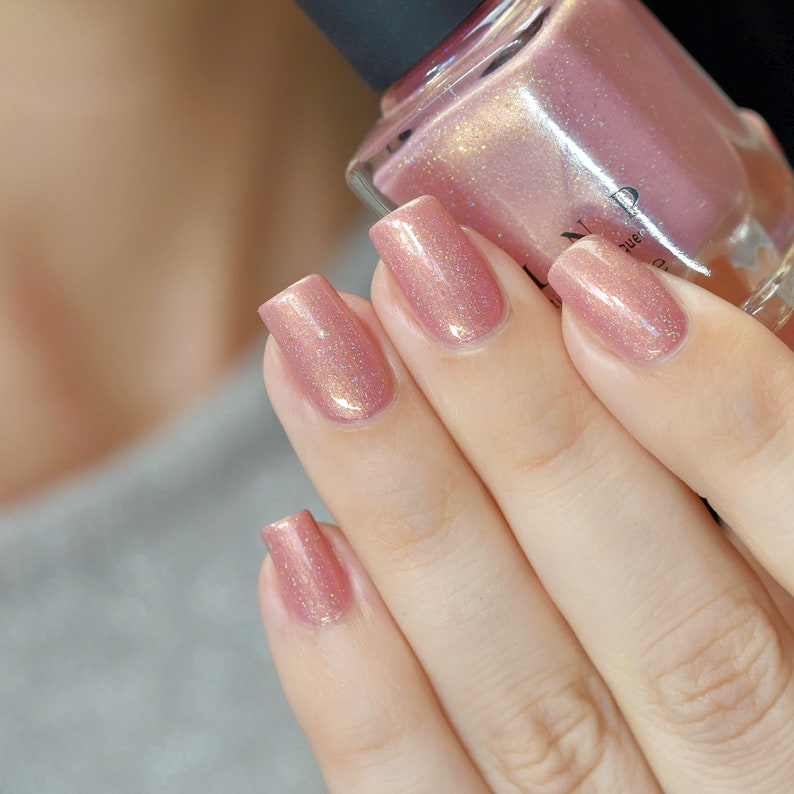 Bliss - Soft Pink Holographic Nail Polish - Etsy