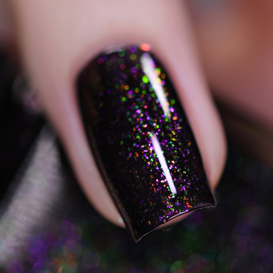Cursed - Festive Black Shimmer Nail Polish - Etsy