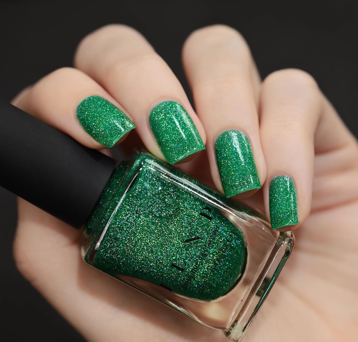 Hide And Seek Shamrock Green Holographic Sheer Jelly Nail Etsy