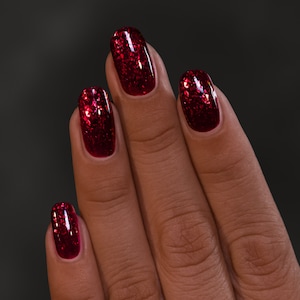Bitten - Deep Blood Red Jelly Shimmer Nail Polish - Etsy