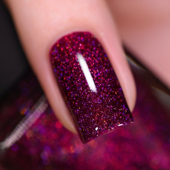 Showtime Deep Raspberry Holographic Nail Polish - Etsy