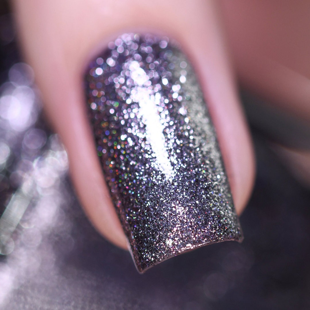 Carbon - Sleek Gunmetal Holographic Ultra Metallic Nail Polish - Etsy