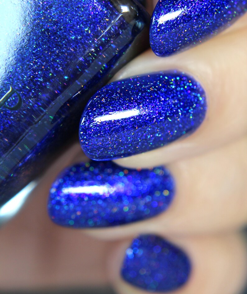 Downpour - Bold Indigo Blue Holographic Nail Polish - Etsy