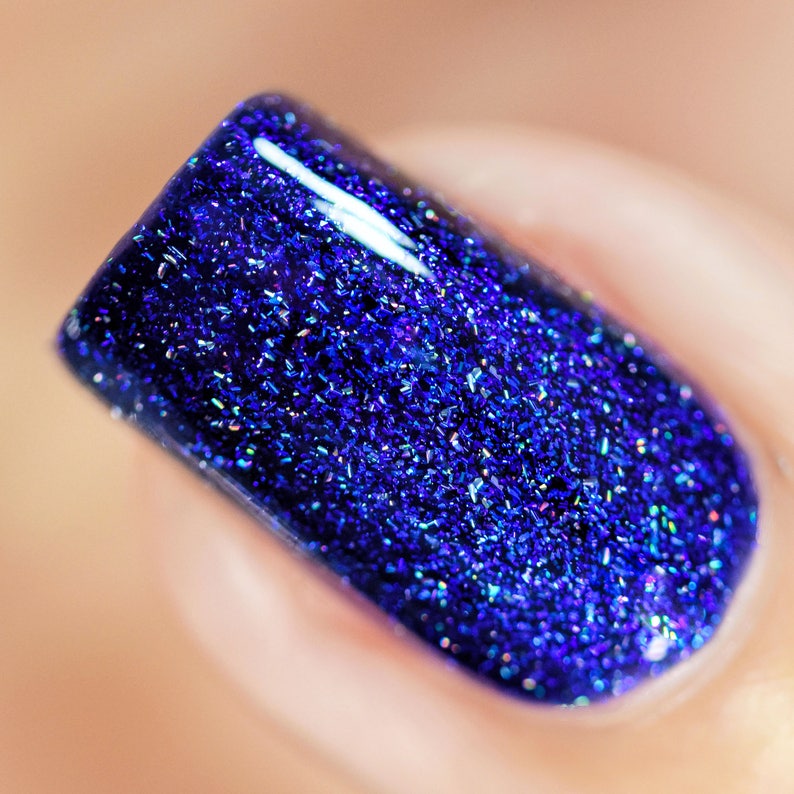 Downpour Bold Indigo Blue Holographic Nail Polish | Etsy