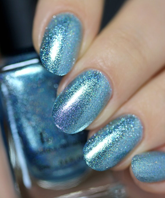 New Day Icy Blue Holographic Metallic Nail Polish Etsy UK