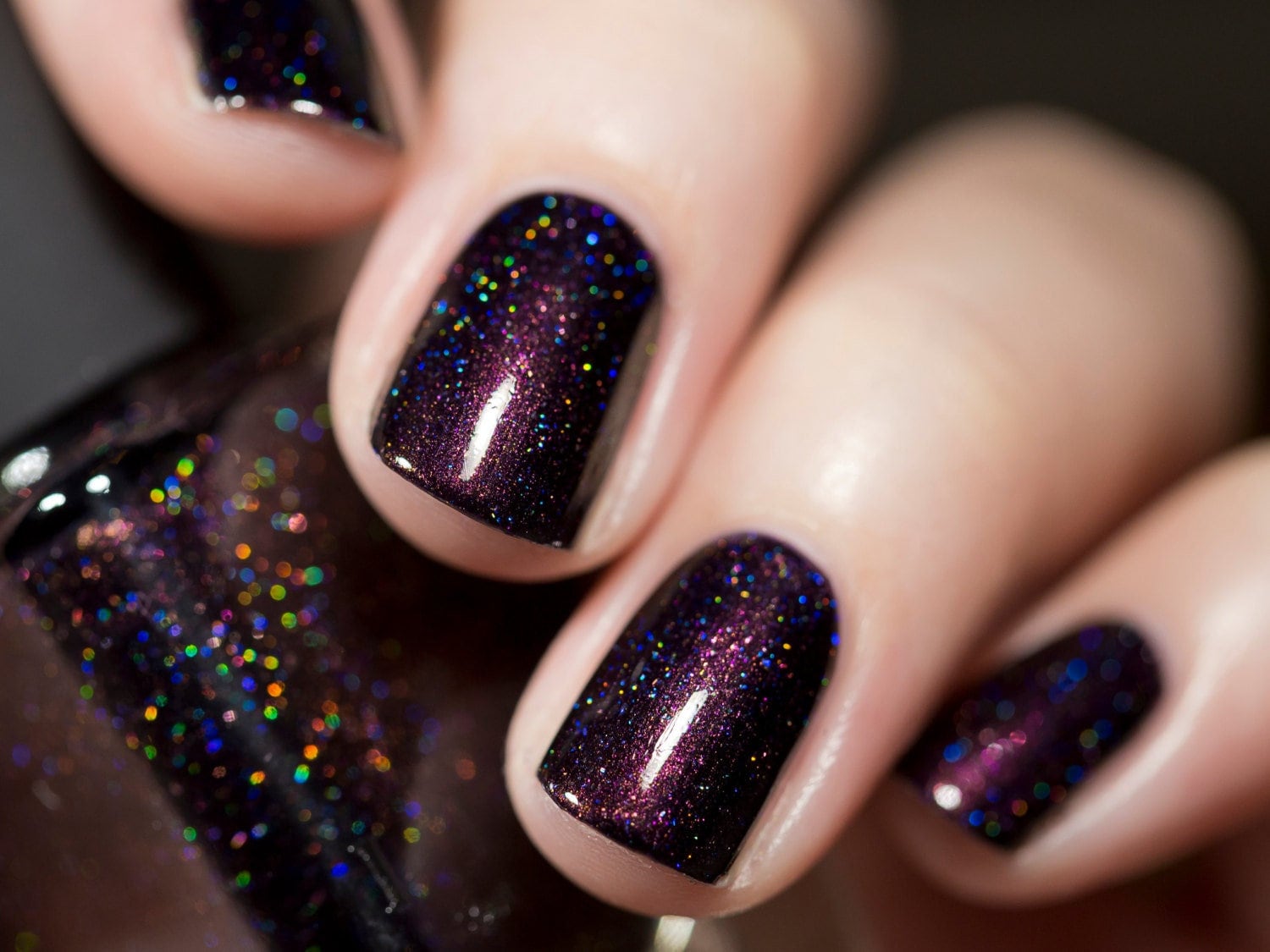 Mon Amour Dark Purple Holographic Nail Polish - Etsy