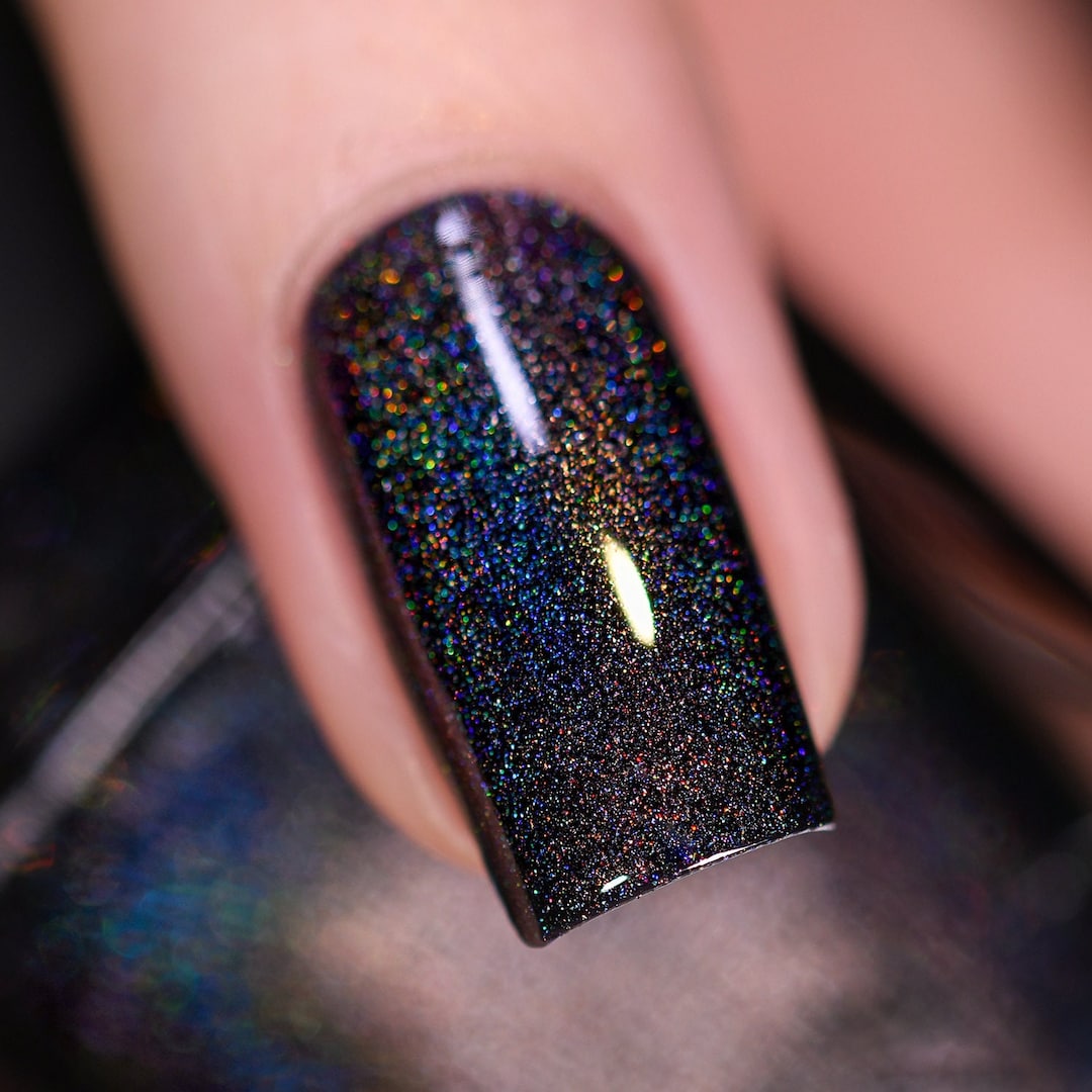 Black Magic - Deep Black Holographic Nail Polish - Etsy
