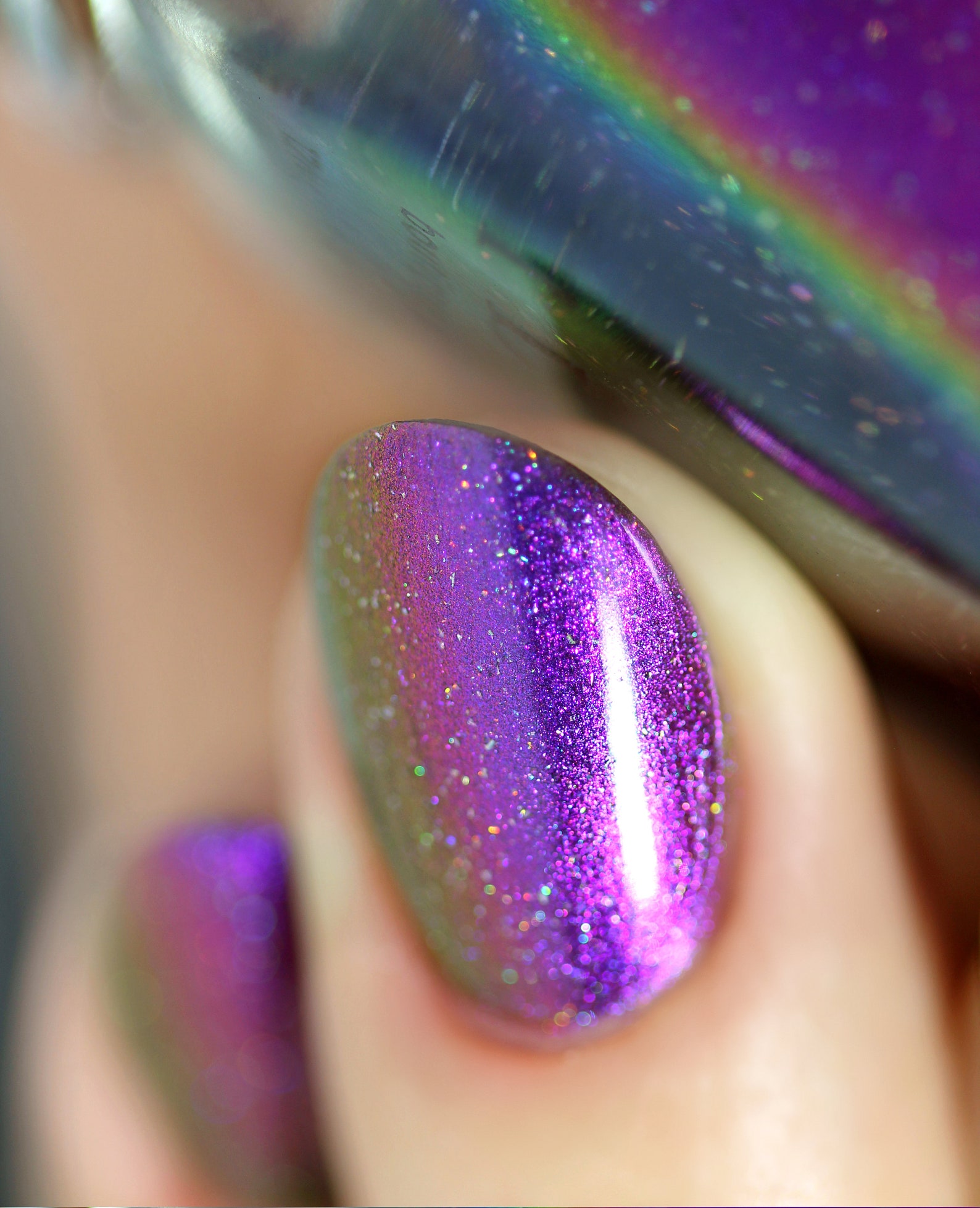 Tilted H Purple to Orange Holographic Ultra Chrome Nail | Etsy