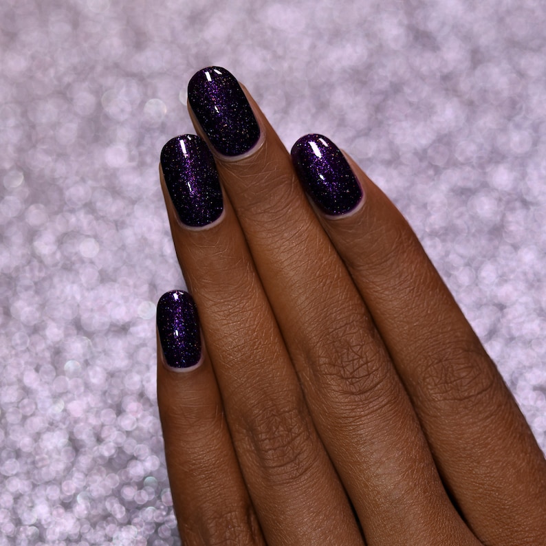 Guest List - Blackened Grape Holographic Nail Polish - Etsy