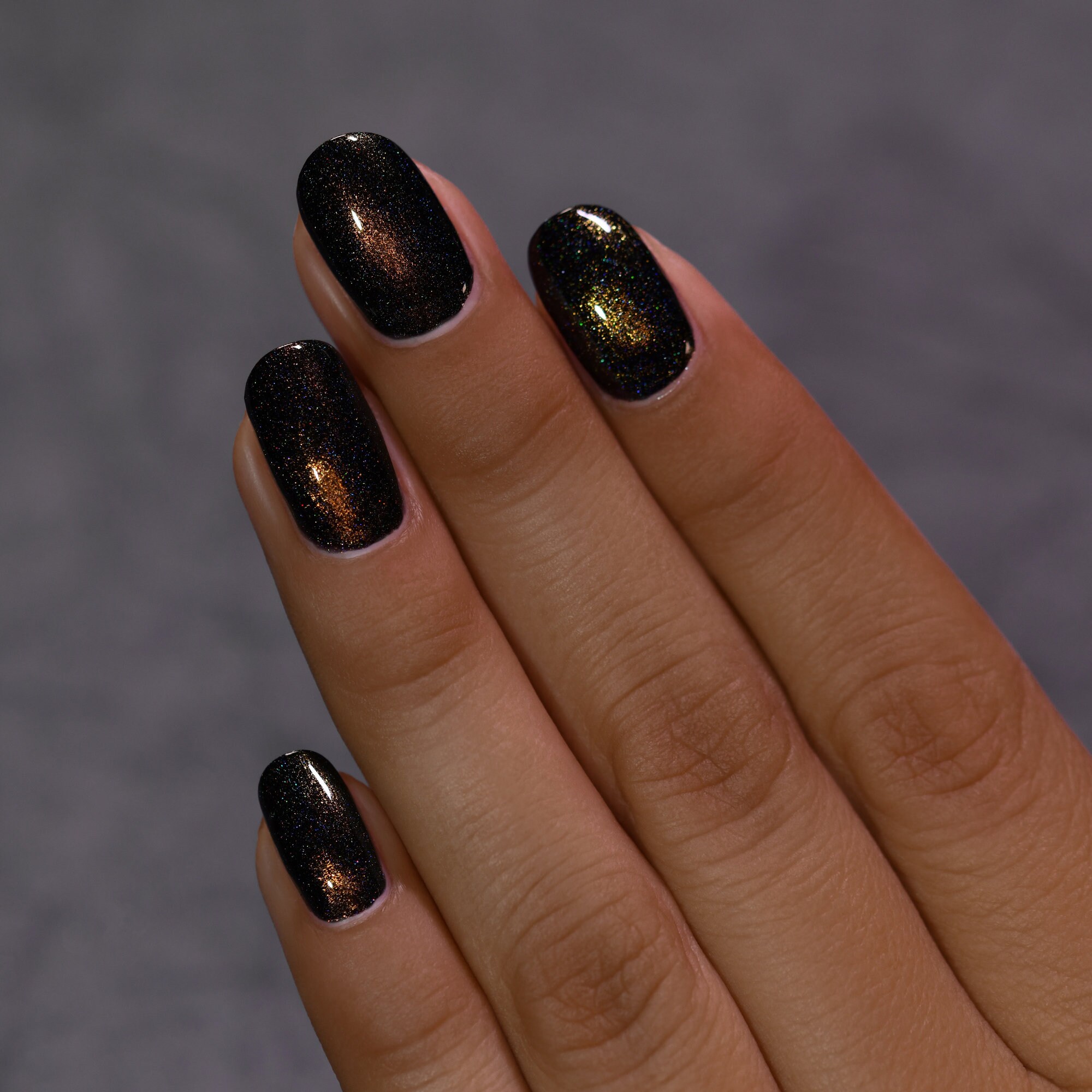 Shadow Grove Green-to-gold Black Holographic Shimmer Nail - Etsy