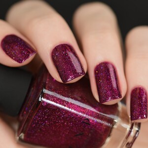 Showtime - Deep Raspberry Holographic Nail Polish - Etsy