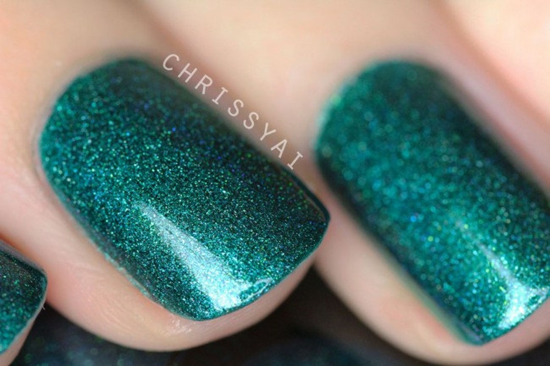 Fall Semester - Deep Dark Teal Holographic Nail Polish - Etsy