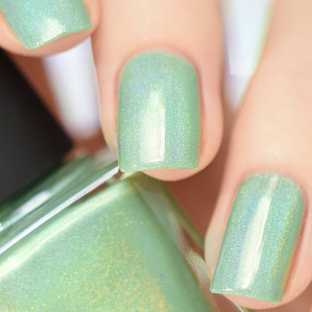 Princeton - Refined Mint Green Holographic Nail Polish - Etsy