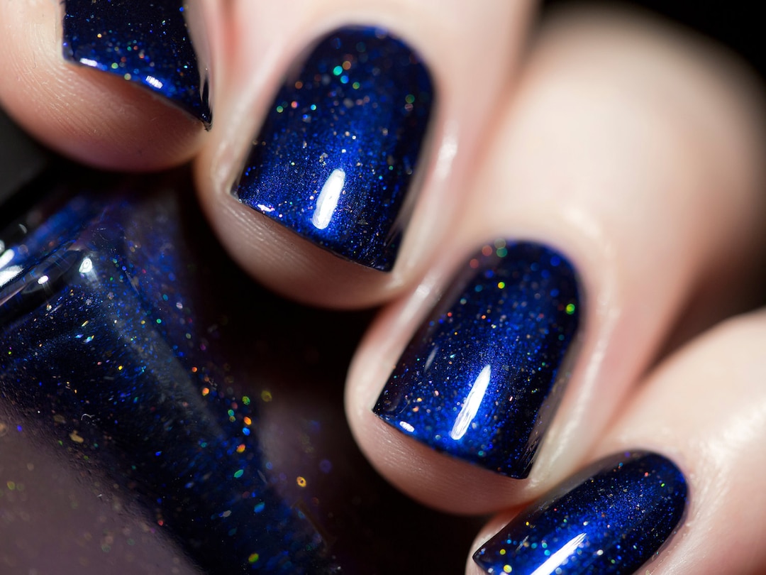 Looking up - Midnight Blue Holographic Nail Polish - Etsy