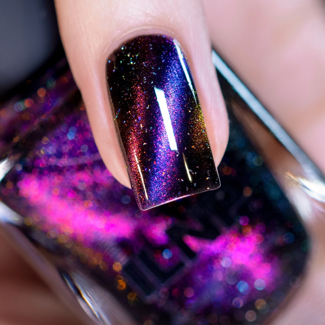 High Roller - Black-based Purple Magnetic Holographic Nail Polish - Etsy