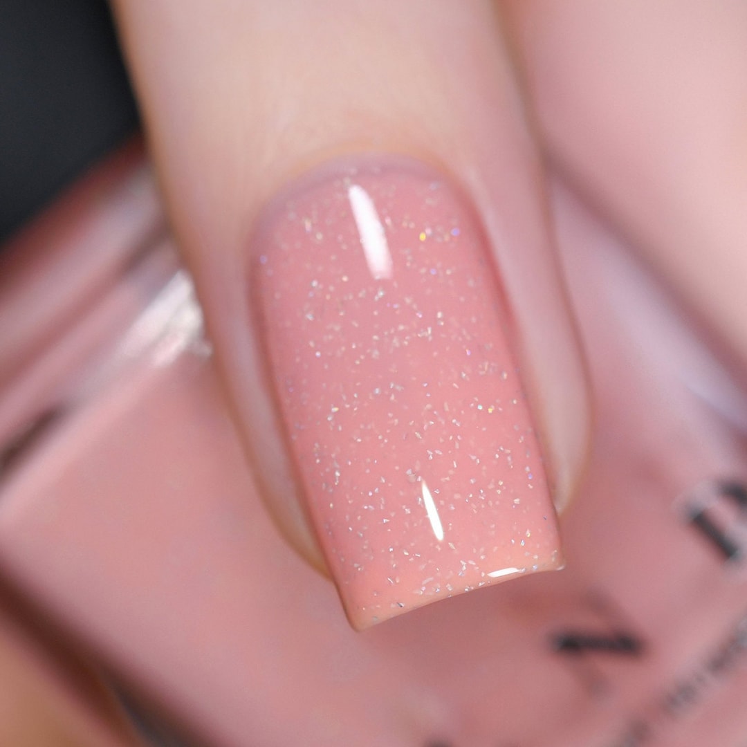Knitted - Soft Pink Holographic Nail Polish - Etsy