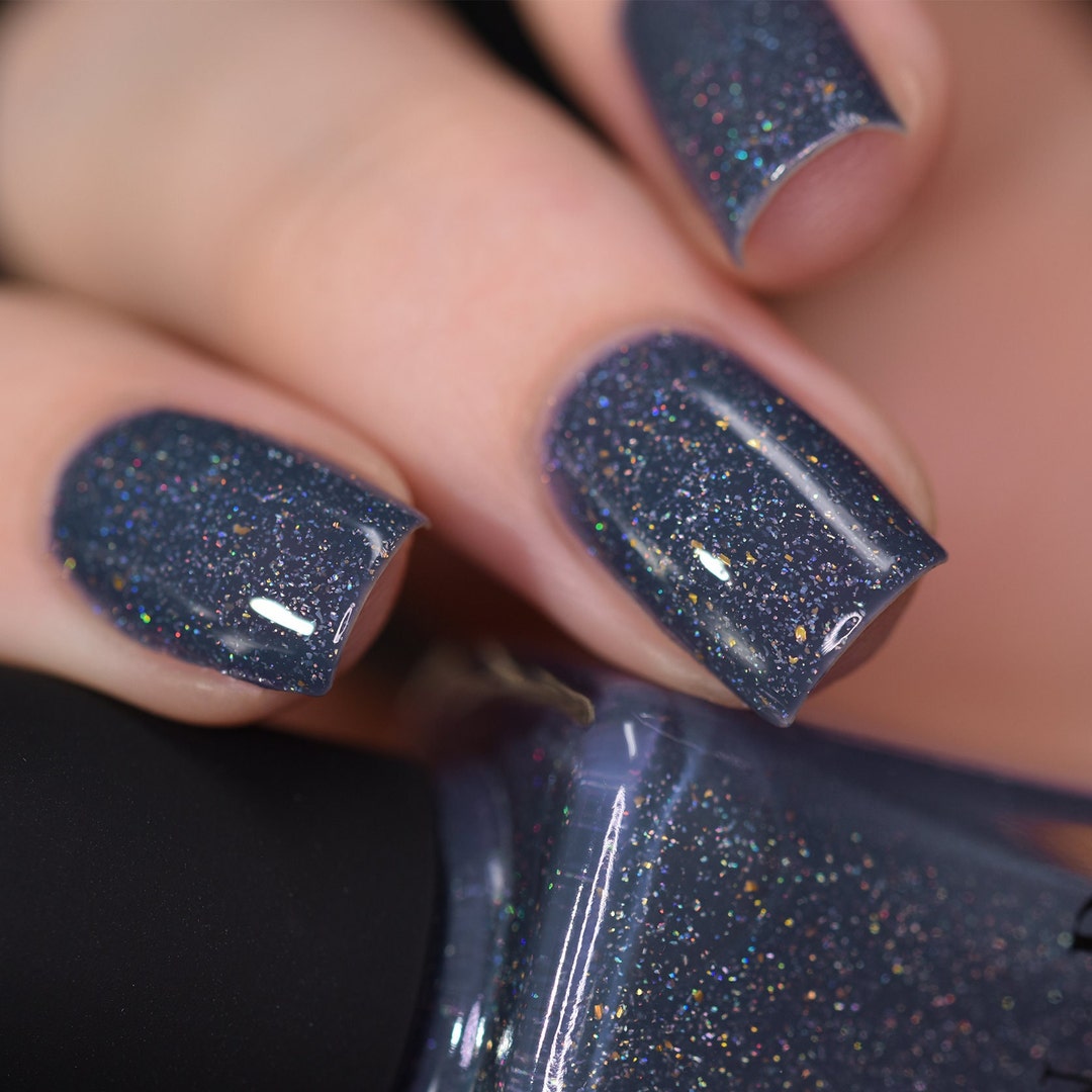 Better Days - Muted Midnight Blue Holographic Nail Polish - Etsy