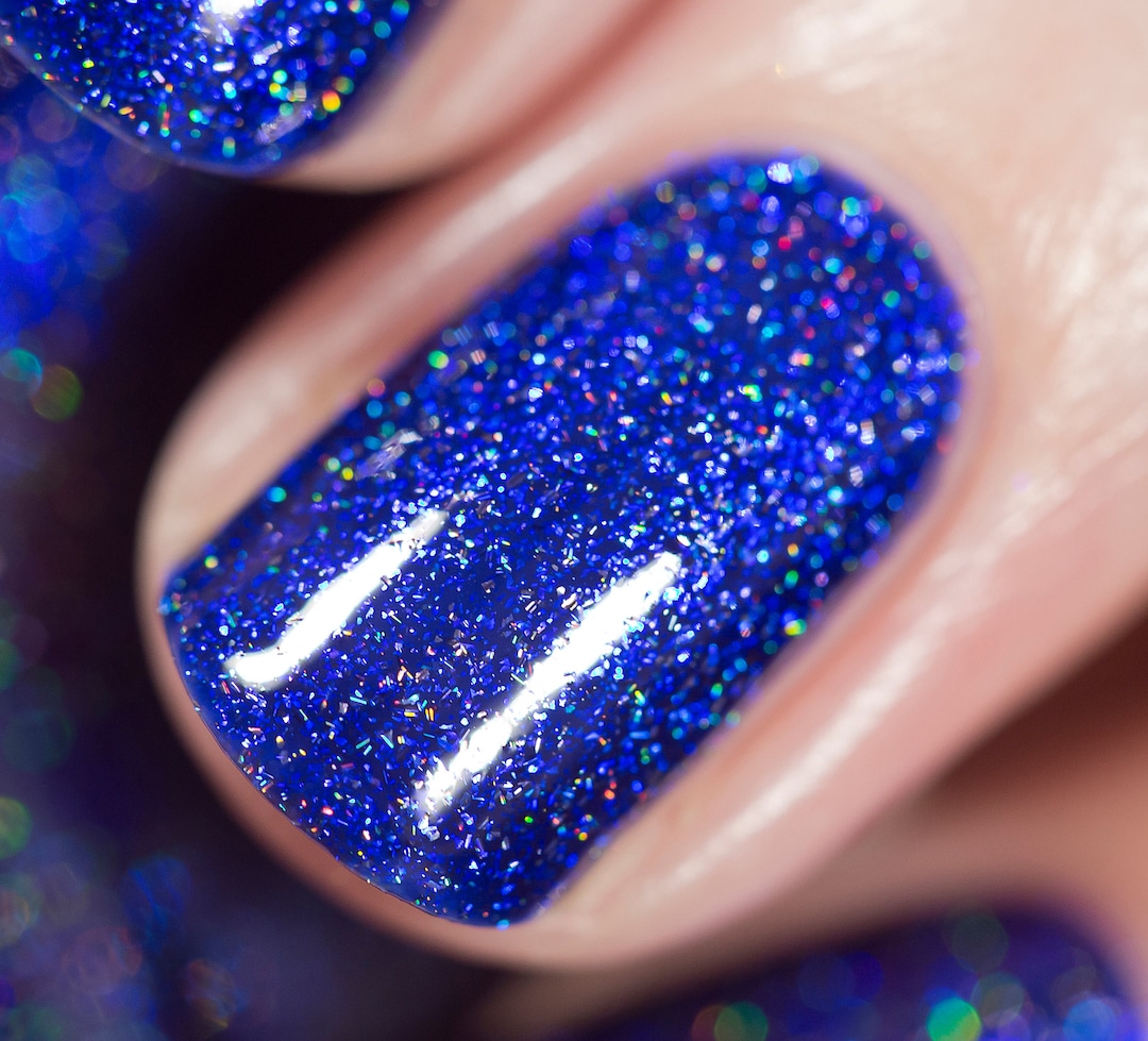 Downpour - Bold Indigo Blue Holographic Nail Polish - Etsy
