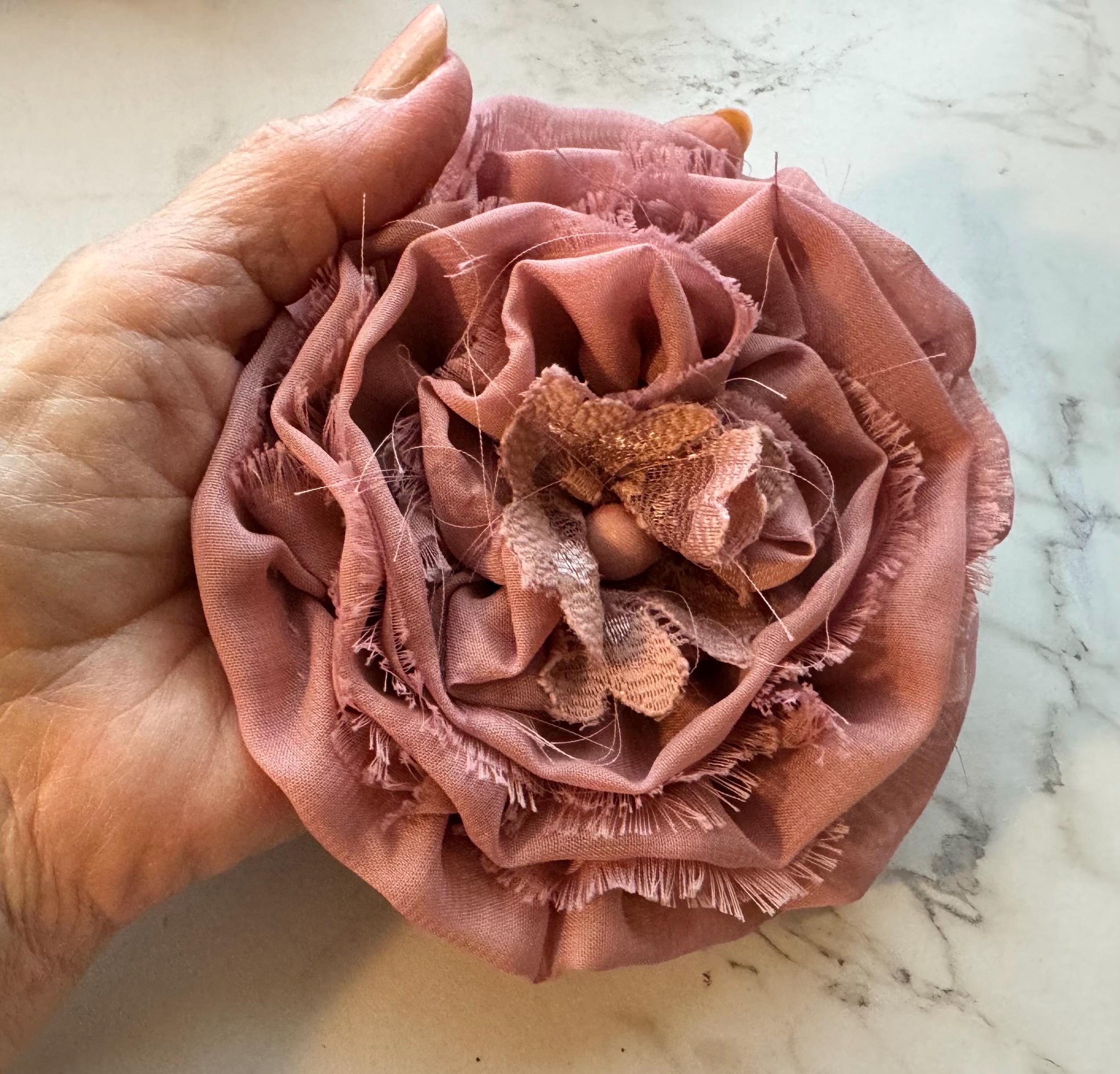 Large Flower Brooch handmade Elegant Chiffon Flower With Lace Trim-hand ...